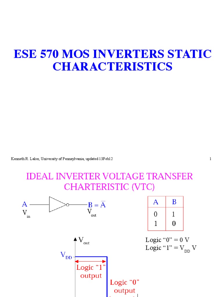 Characteristics and Calculations of MOS Inverters | PDF | Mosfet ...