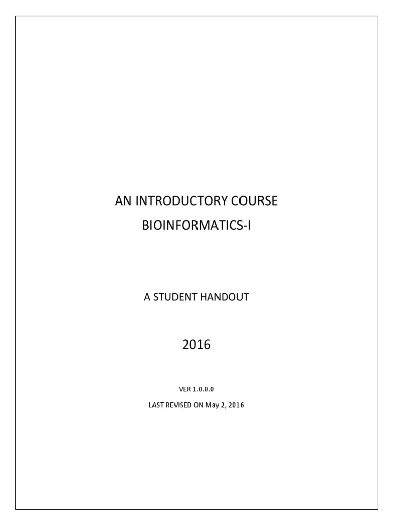 An Introductory Course Bioinformatics-I: A Student Handout | PDF ...