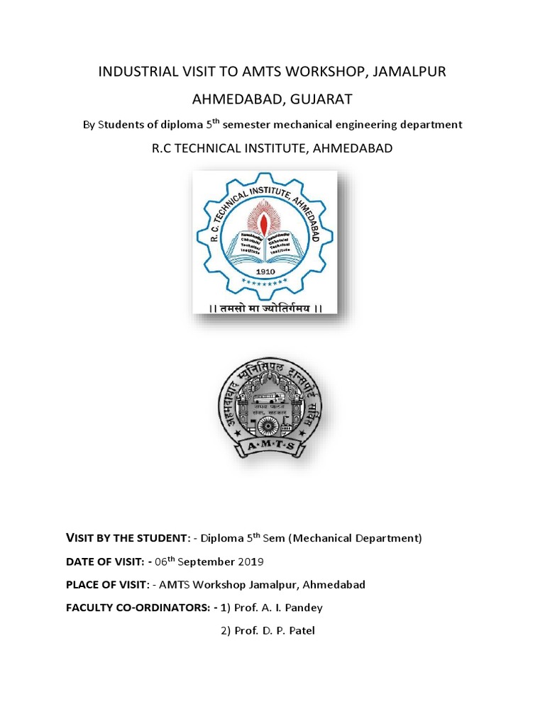 Industrial Visit To Amts Workshop | PDF