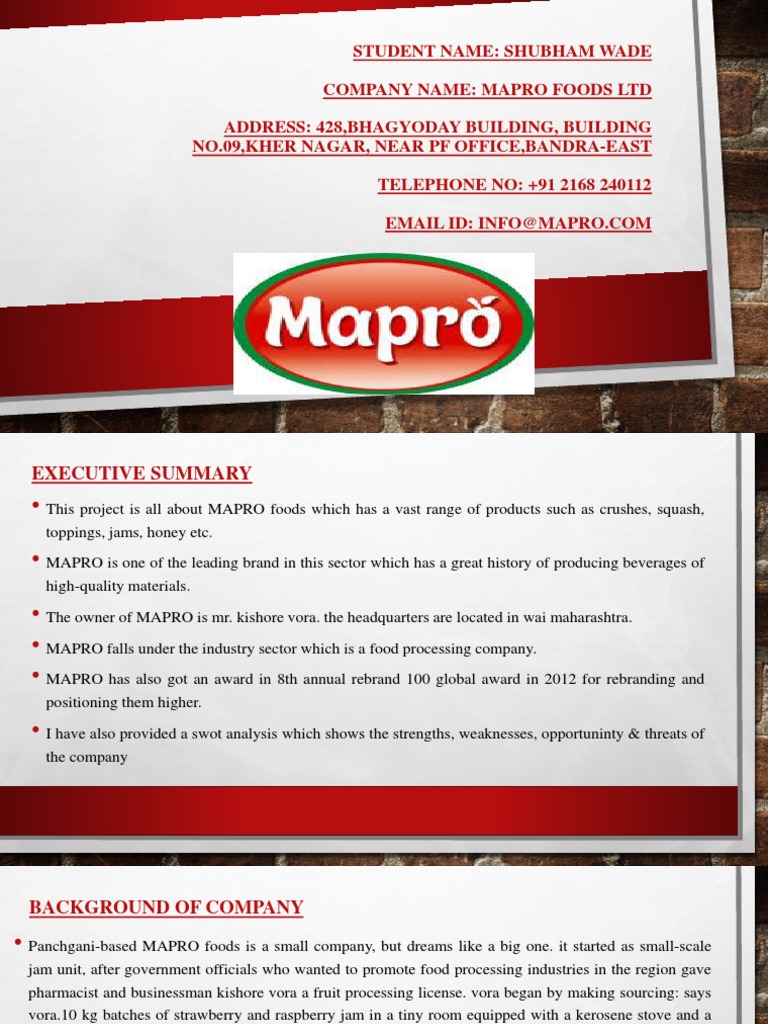 Mapro Presentation | PDF | Retail | Sales