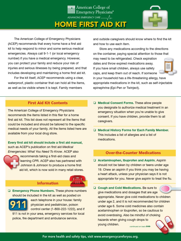 ACEP First Aid Kit | PDF | First Aid | Epinephrine Autoinjector