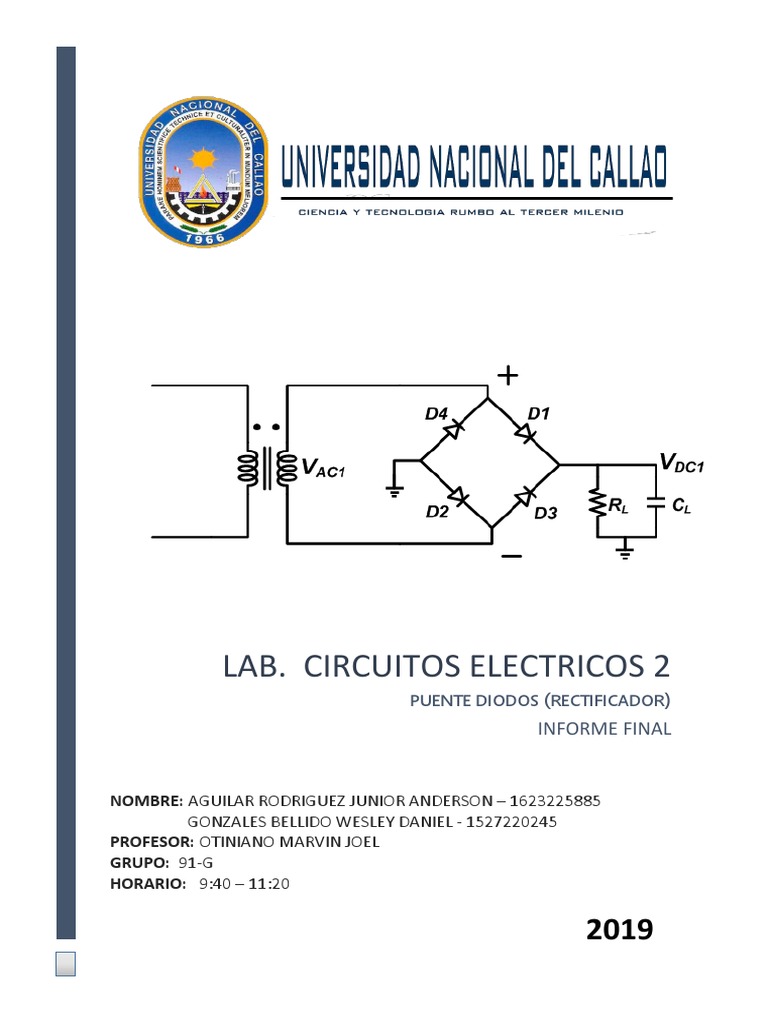 Informe Puente de Diodos | PDF | Rectificador | Transformador