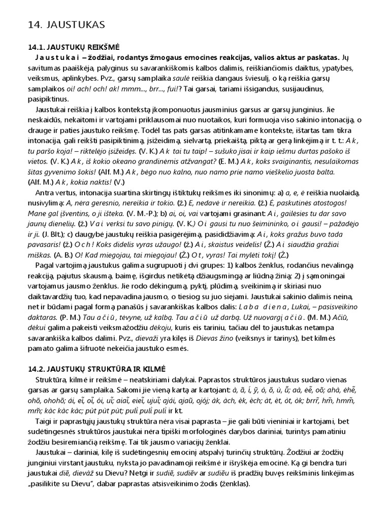 Lietuvių Kalbos Žinynas. Jaustukas - kj1808 | PDF