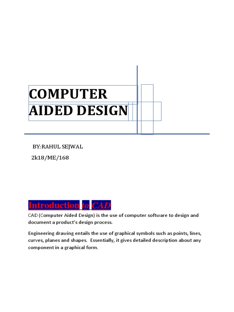 INTRODUCTION TO COMPUTER AIDED DESIGN Rahul | PDF | Computer Aided ...