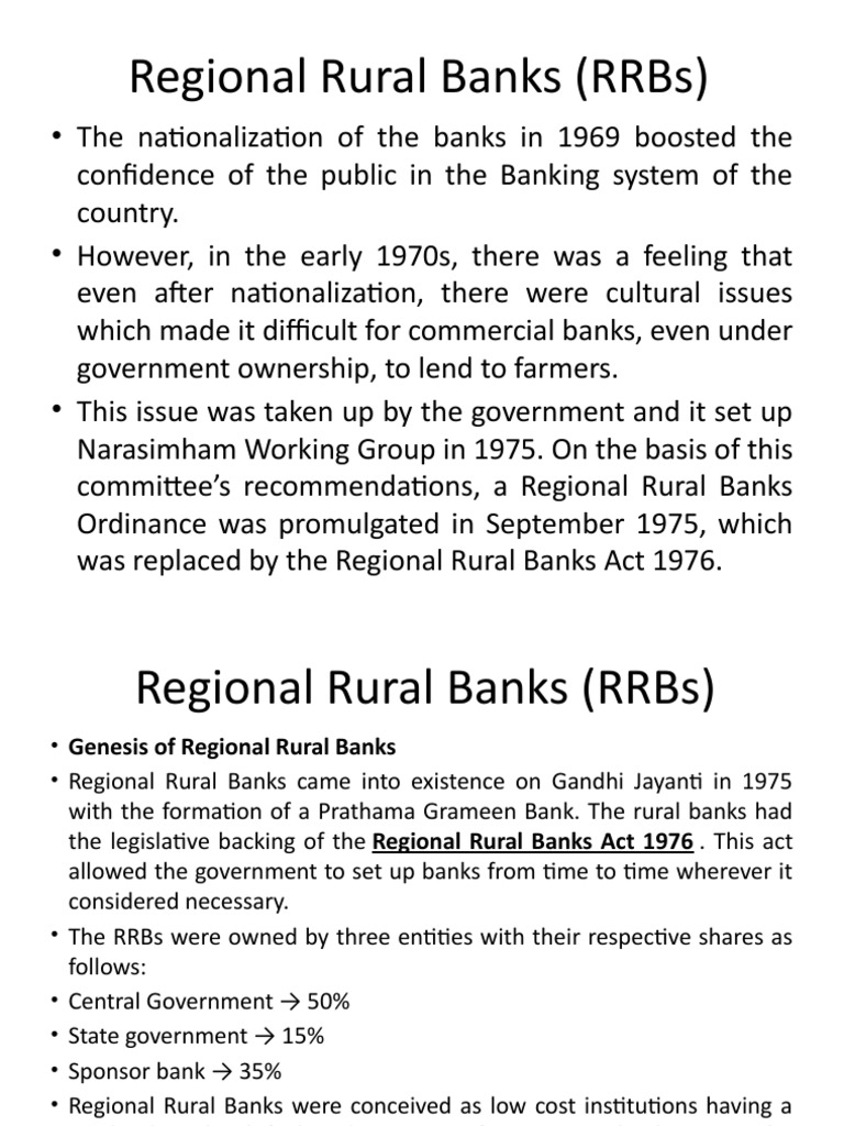Regional Rural Banks (RRBS) | PDF | Cooperative | Reserve Bank Of India