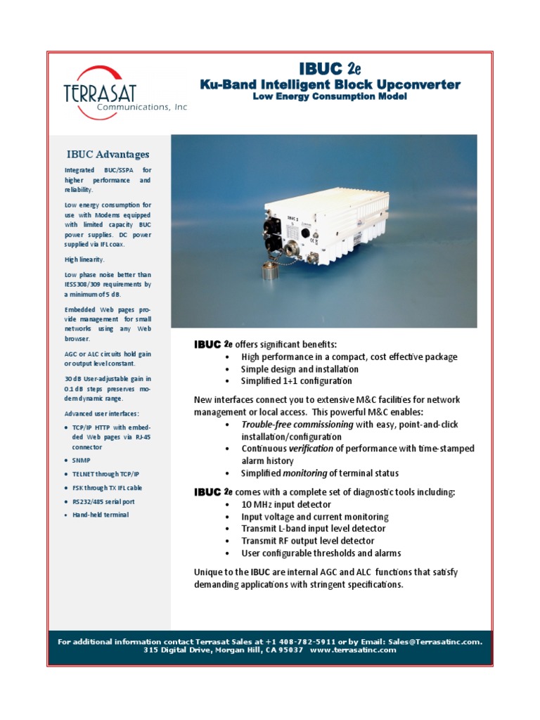 Terrasat IBUC 2e Ku Specification PDF | PDF | Hertz | Decibel