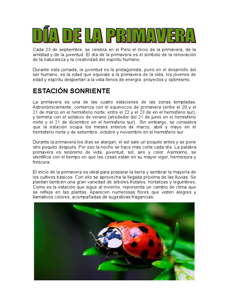 Dia de La Primavera | PDF | Temporada de primavera) | Naturaleza