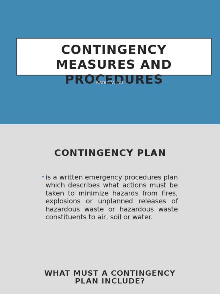 Contingency Measures and Procedures | Boot | Personal Protective Equipment