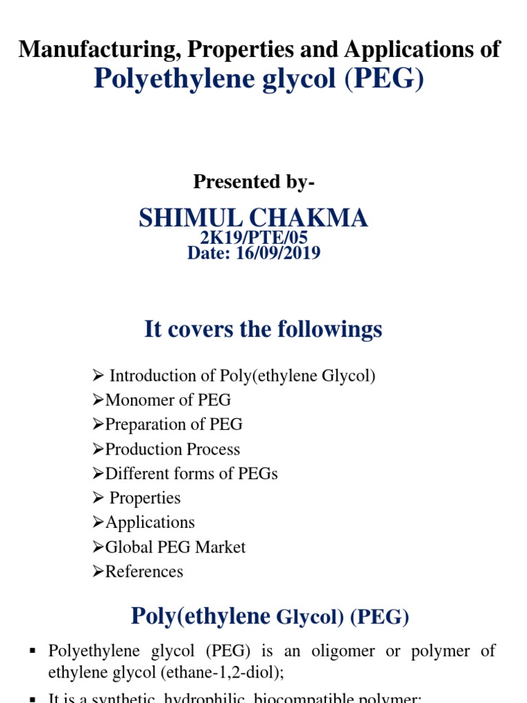 Polyethylene Glycol | PDF | Polyethylene Glycol | Chemical Substances