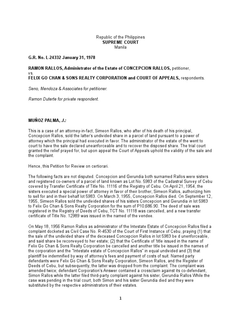 2 Felix Go Chan Sons REalty Corp | PDF | Power Of Attorney | Common Law