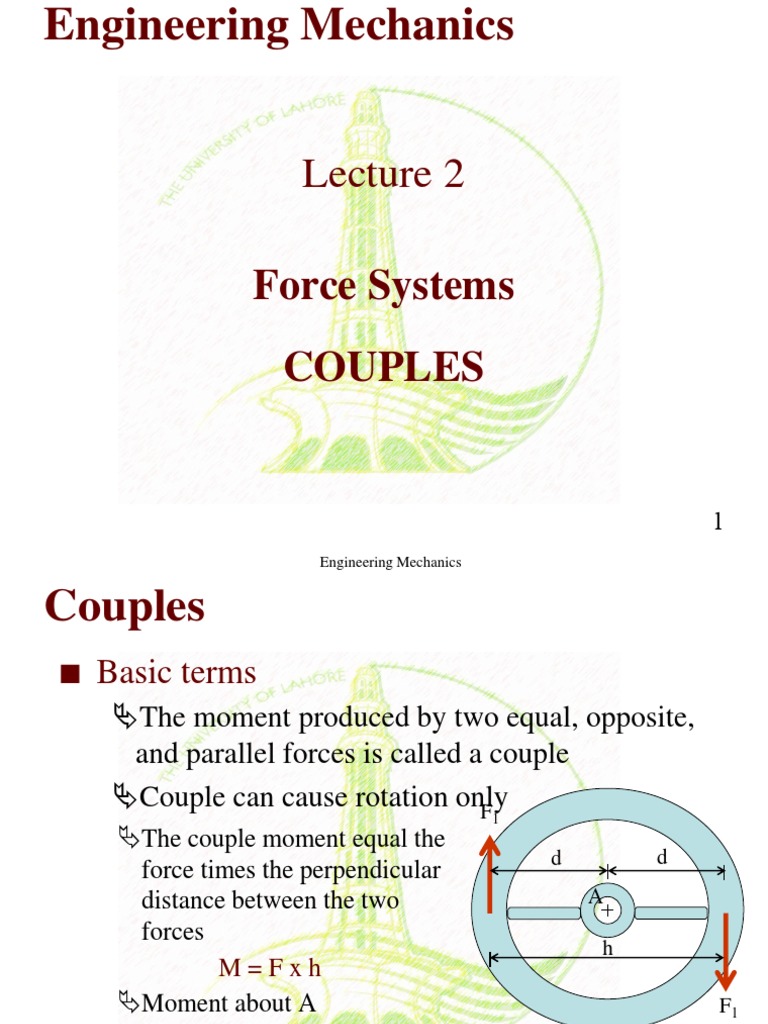 Force Systems Couples: Engineering Mechanics | PDF | Plane (Geometry ...