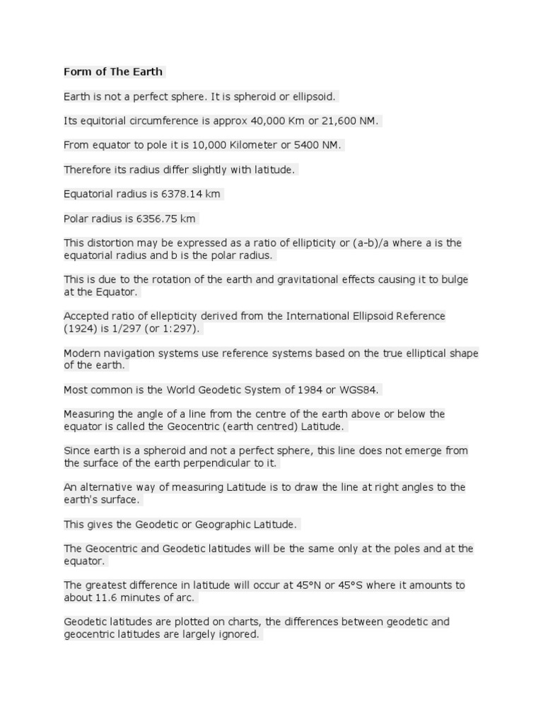 Form of The Earth | PDF | Latitude | Equator