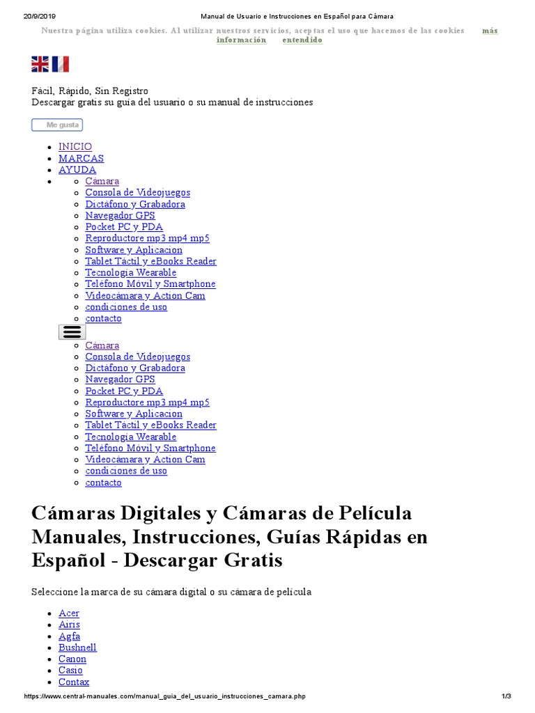 Manual de Usuario e Instrucciones en Español para Cámara | PDF ...