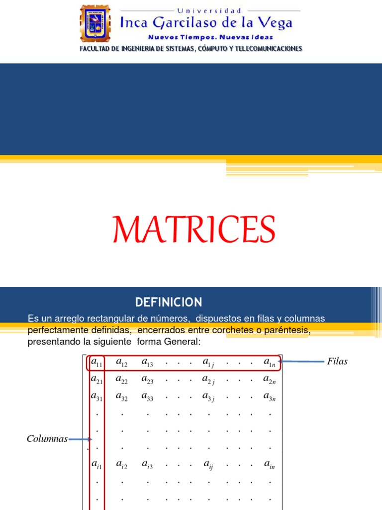Matrices: Definición, Notación, Orden y Operaciones Básicas | PDF ...