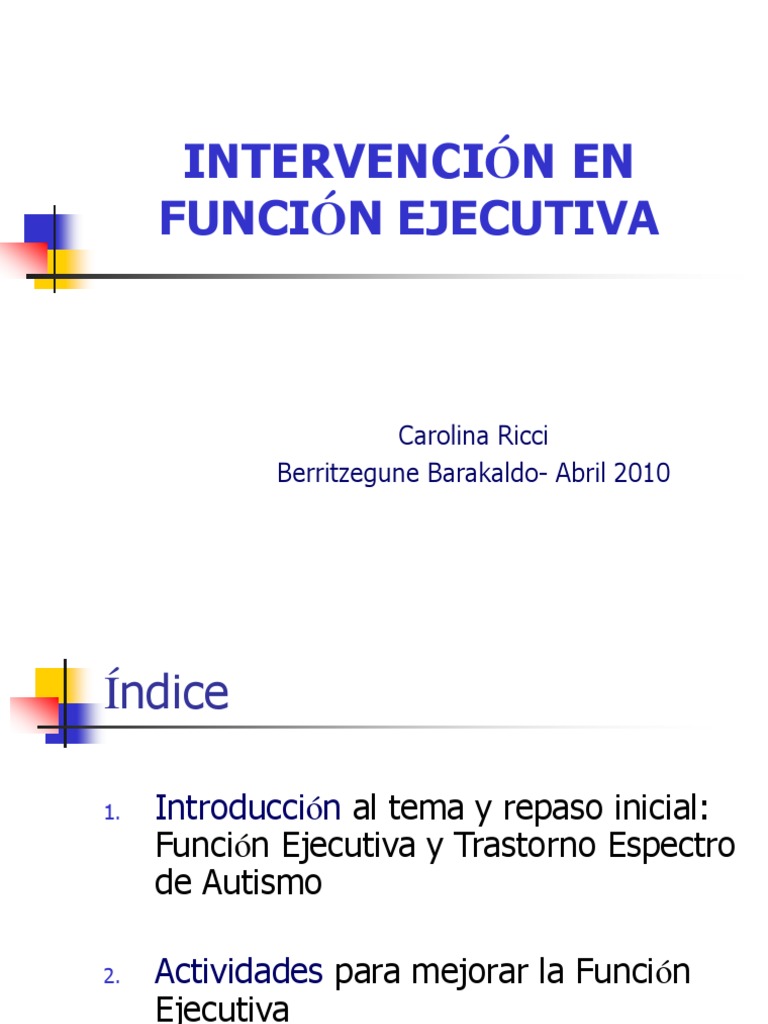 Intervencion en Funcion Ejecutiva - Carolina Ricci | PDF | Espectro ...