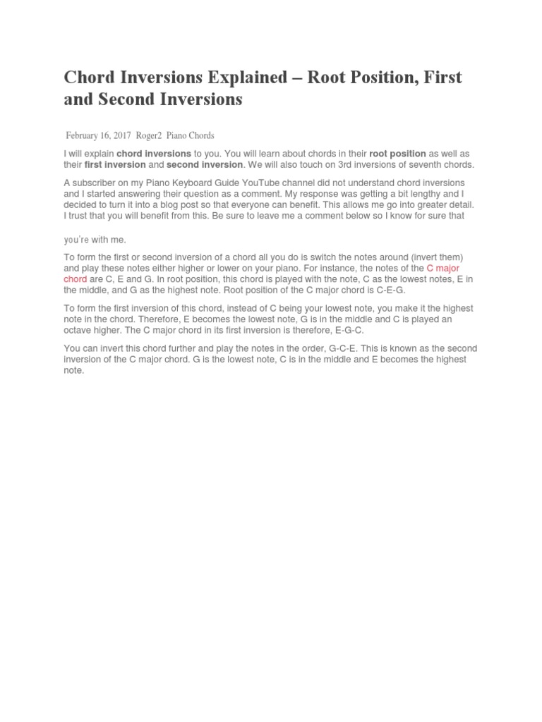 Chord Inversions Explained | PDF | Chord (Music) | Melody