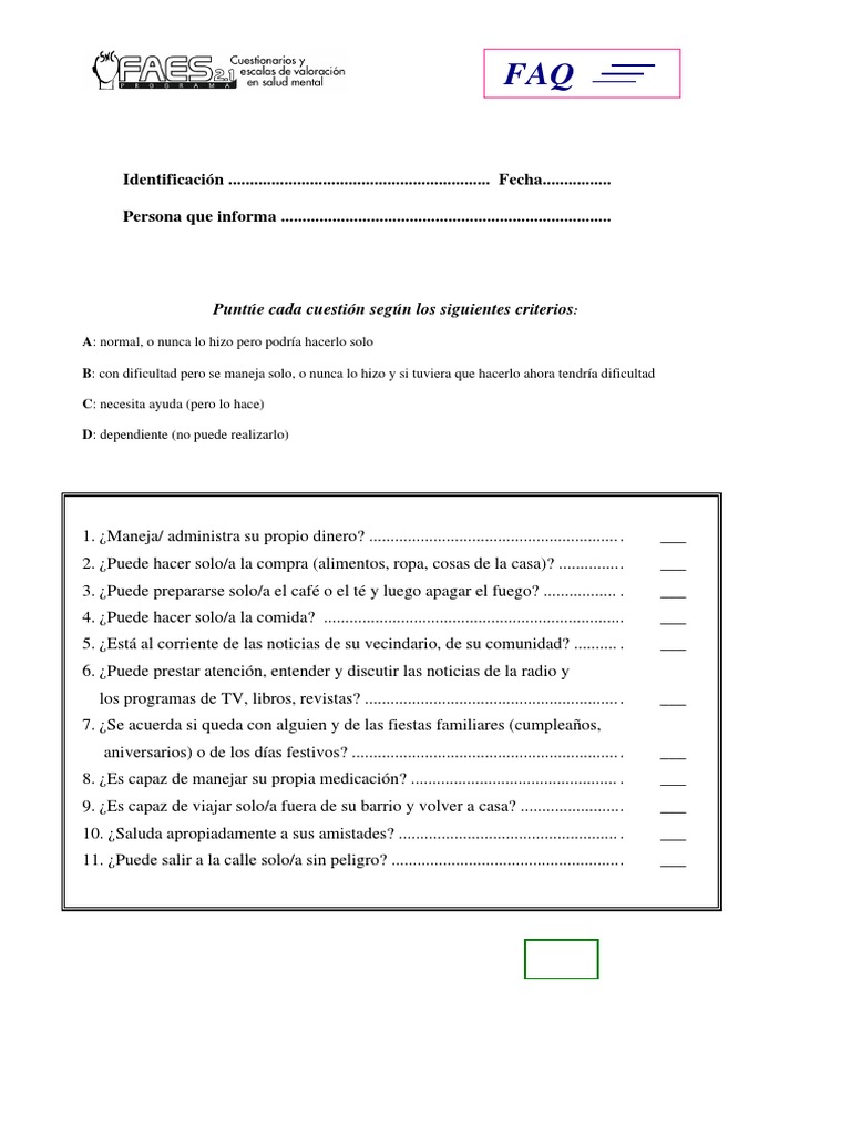 Cuestionario de Actividad Funcional de Pfeffer PDF