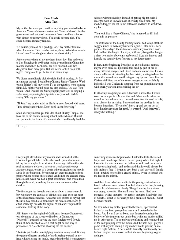 Two Kinds: Amy Tan | PDF | Entertainment (General)