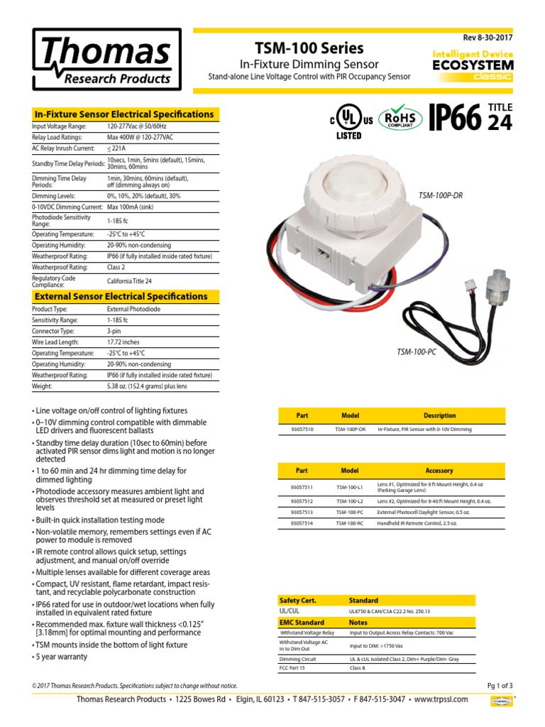 TSM-100 Sensor and Remote | PDF | Relay | Mains Electricity
