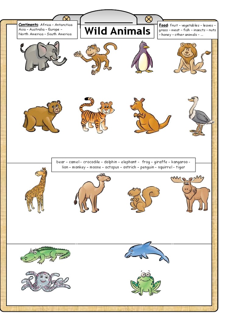 Wild Animals Reading Writing Worksheet Fun Activities Games | PDF ...