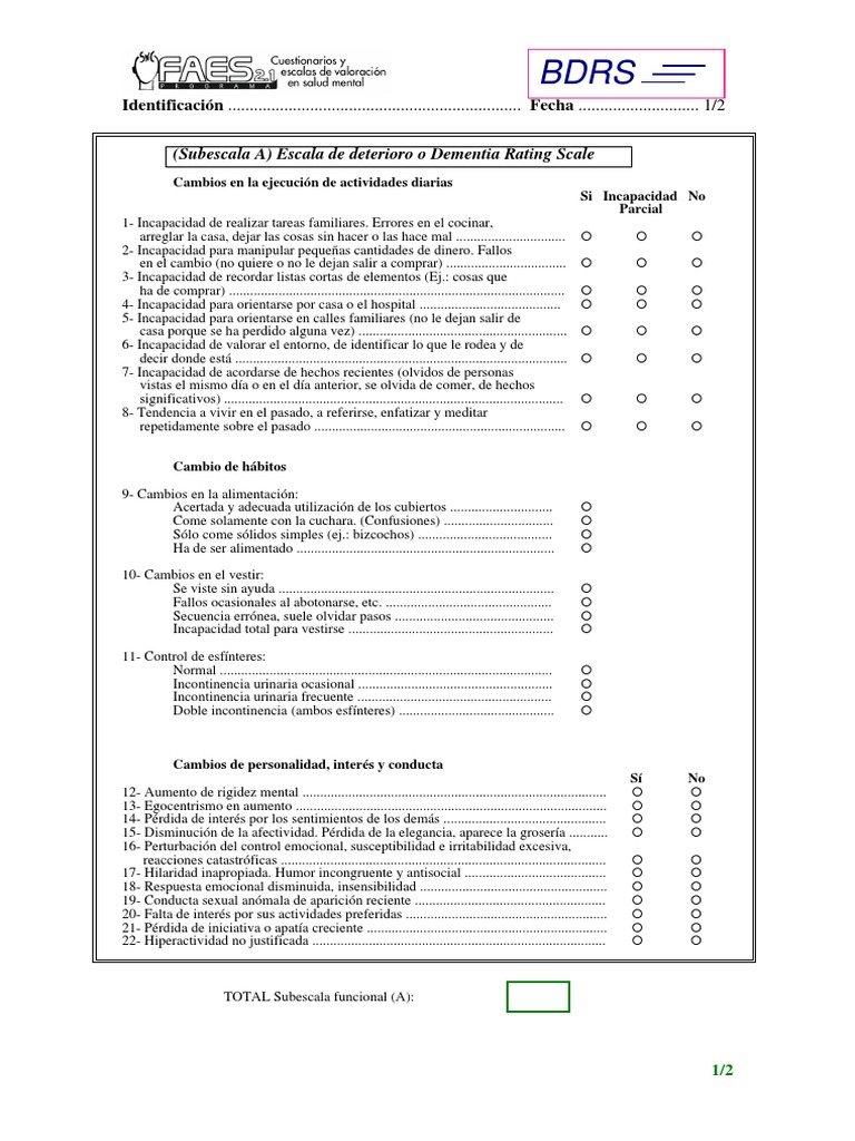 Escala De Demencia De Blessed Pdf Ciencias Del Comportamiento