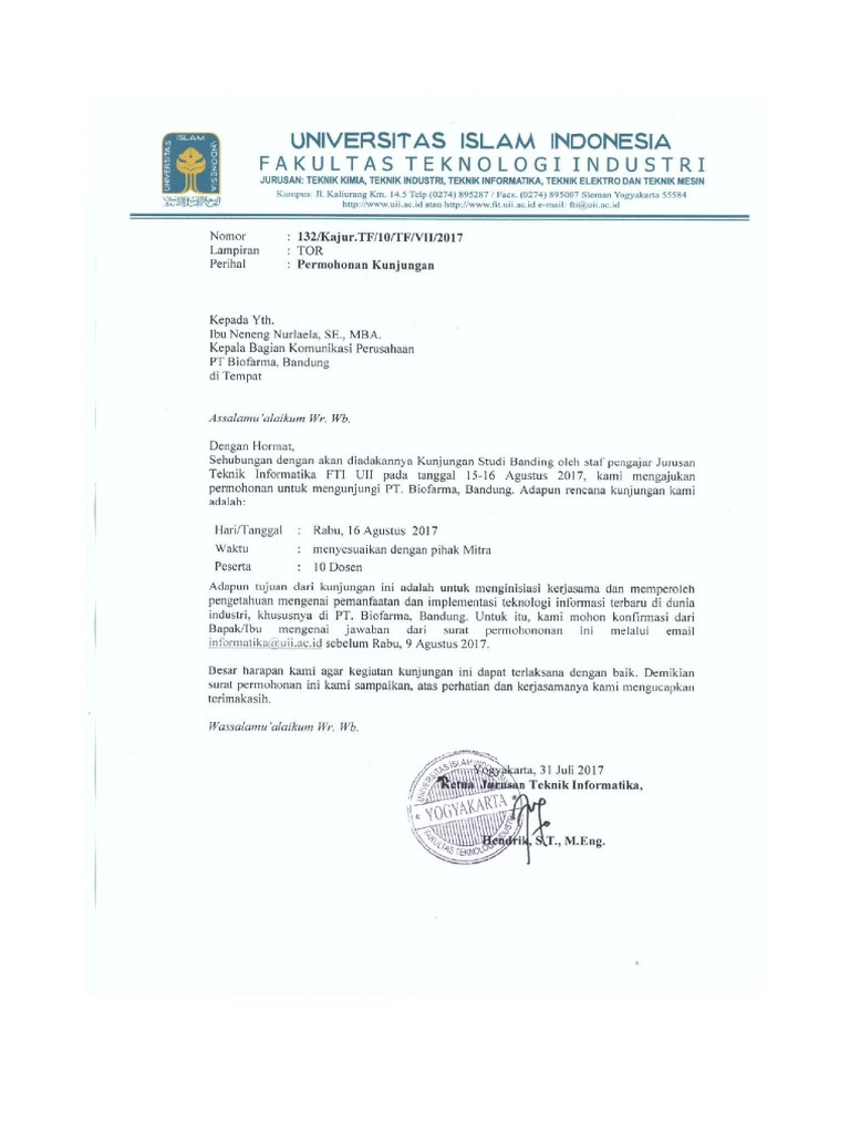 2 Keterangan Kunjungan UII Biofarma | PDF | Karier & Perkembangan | Bisnis