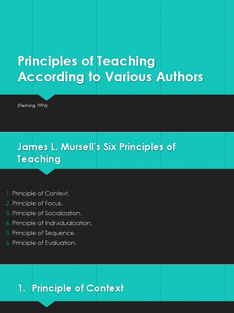 Principles of Teaching According To Various Authors: (Fleming 1996) | PDF | Teachers | Learning