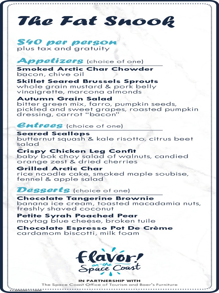 The Fat Snook Menu | PDF | Salad | Western Cuisine