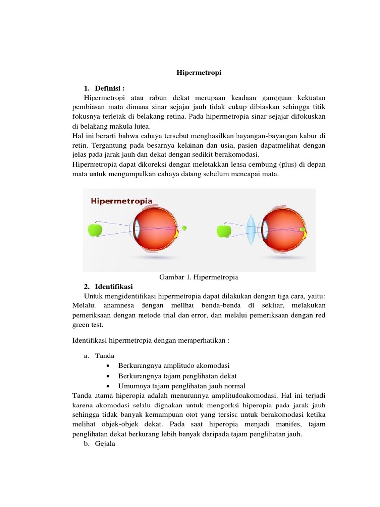 Hipermetropi (Definisi, Identifikasi, Penyebab) | PDF