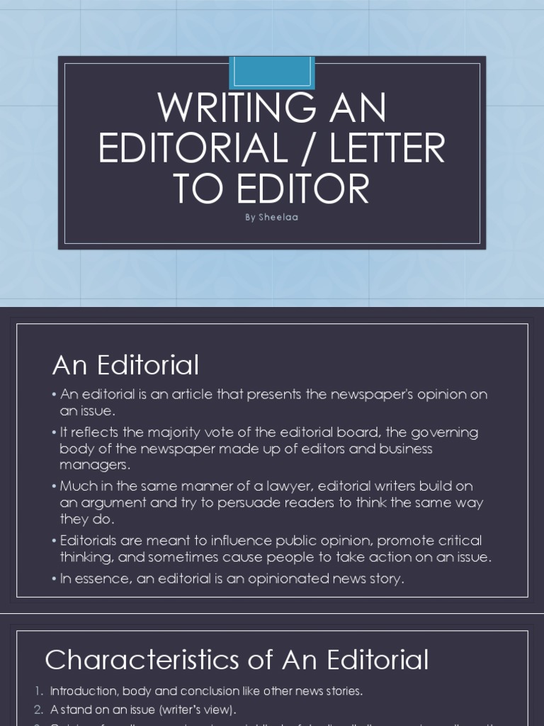 Writing An Editorial at Letter To Editor | PDF