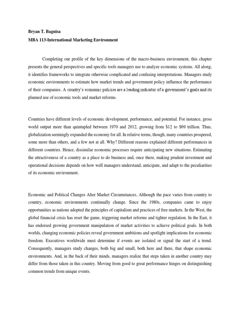 MBA 113 Report Write Up | PDF | Economics | Globalization