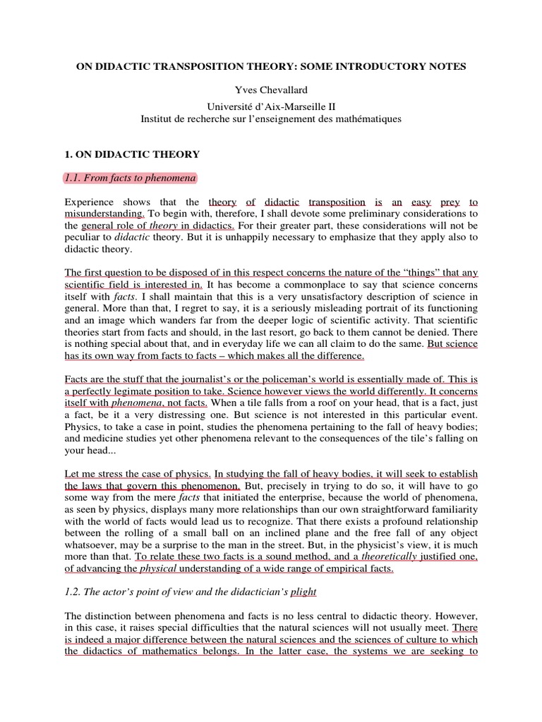 On Didactic Transposition Theory: Some Introductory Notes: 1.1. From ...