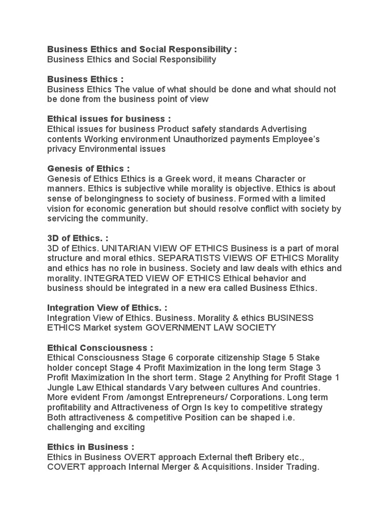 Business Ethics and Social Responsibility | PDF | Business Ethics ...
