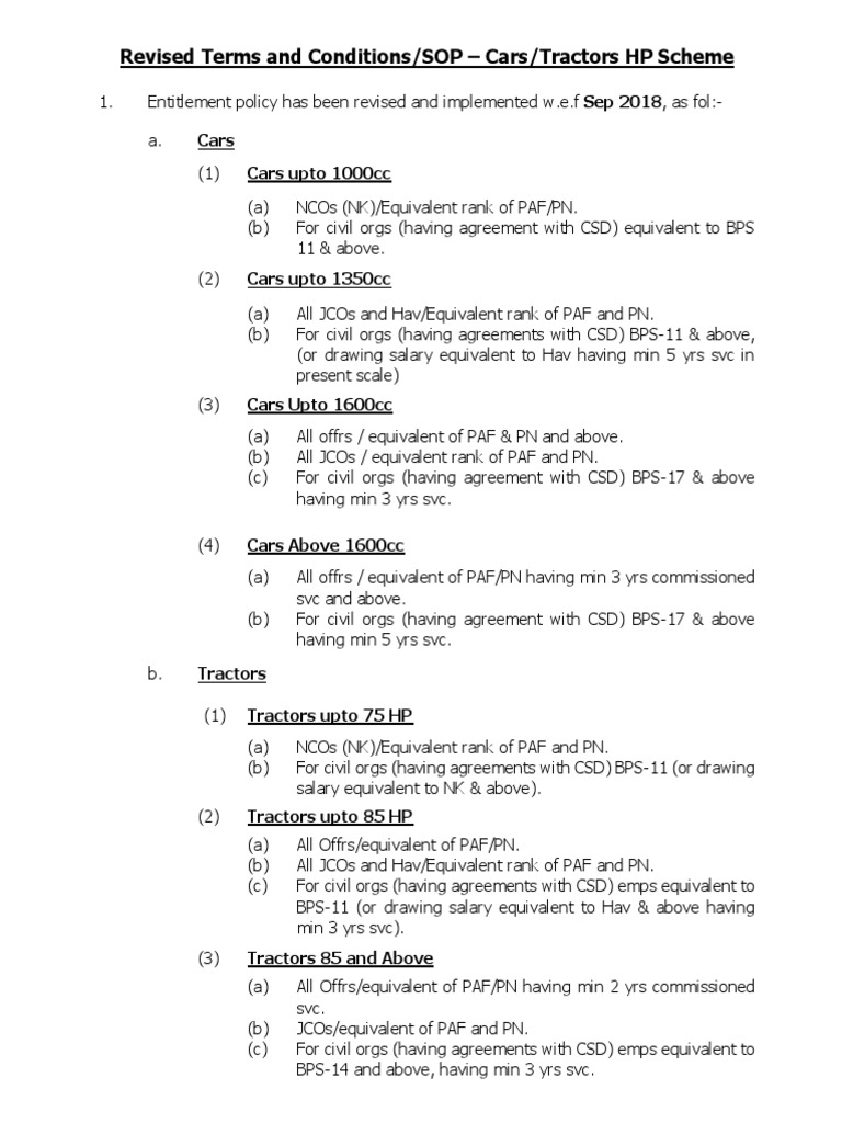 Revised Sop Car | PDF