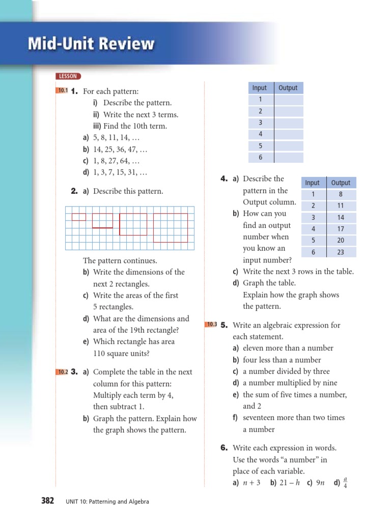Algebra Mid-Unit Review | PDF | Area | Algebra
