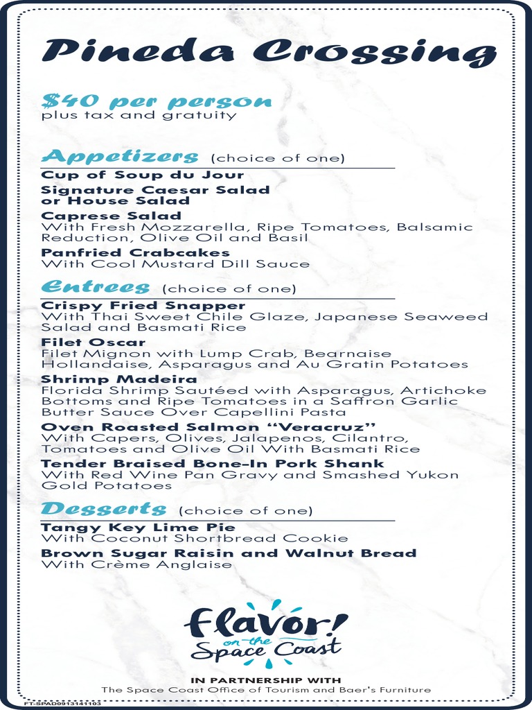 Pineda Crossing Menu | PDF