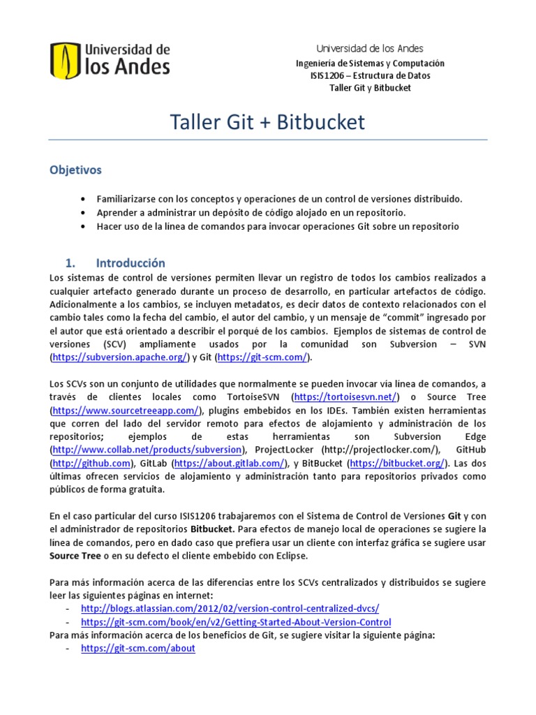 Taller de Git y Bitbucket para Sistemas | PDF | Archivo de computadora | Control de versiones