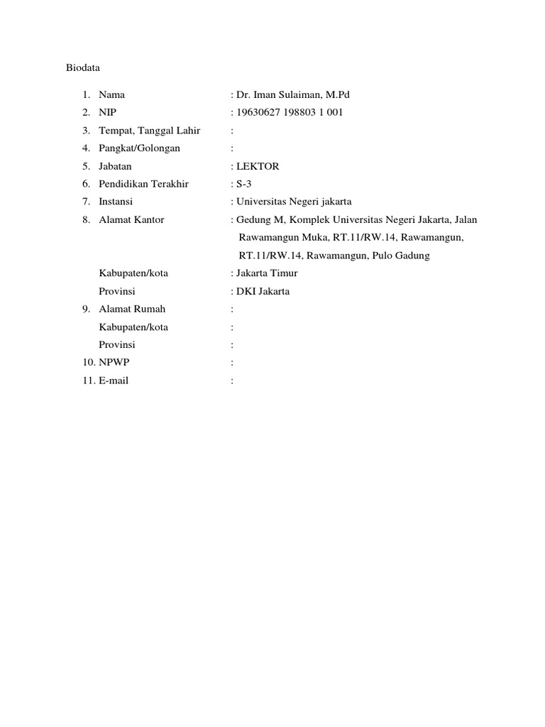 Biodata Pak Iman Sulaiman | PDF | Pengembangan Diri