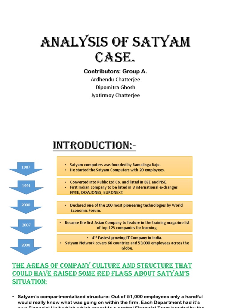 Analysis of Satyam Case | PDF | Whistleblower | Chief Executive Officer