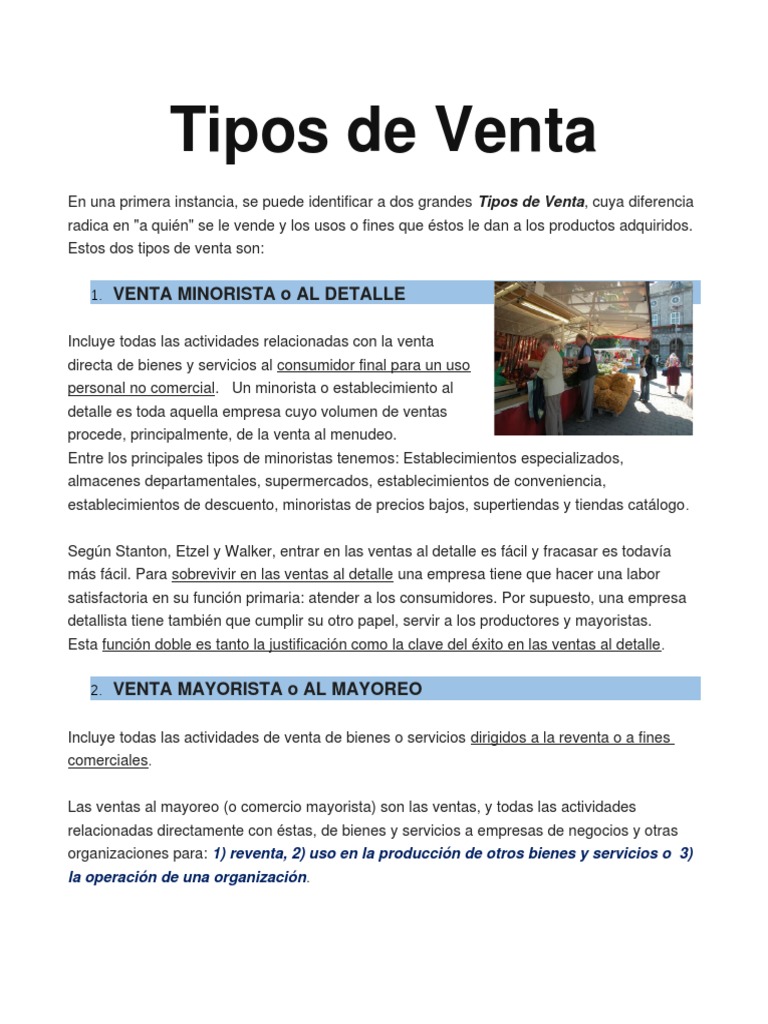 Tipos de Venta | PDF | Al por menor | Internet