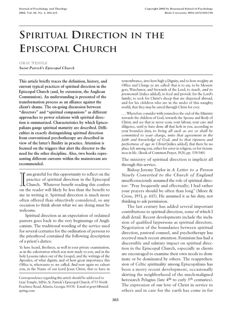 Spiritual Direction in The Episcopal Church | PDF | Anglicanism ...