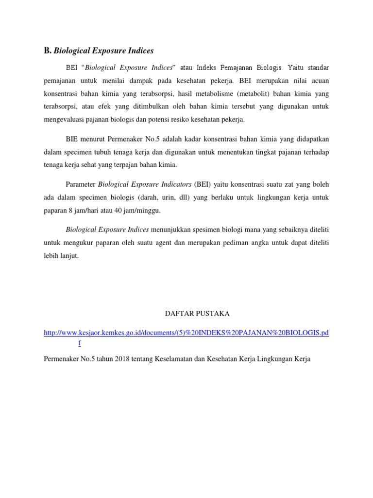 BIOLOGICAL EXPOSURE INDICES AND THEIR IMPORTANCE IN ASSESSING WORKER ...