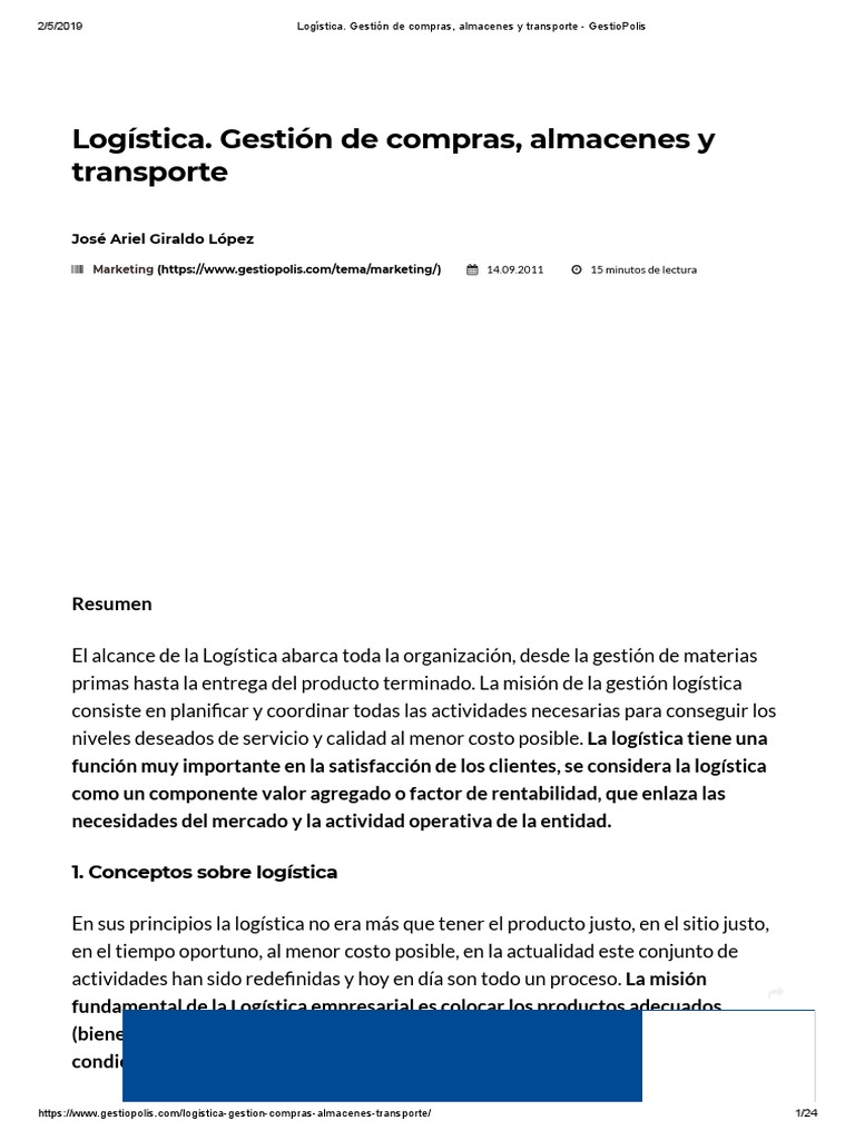 Logística de Compras PDF | PDF | Logística | Almacén