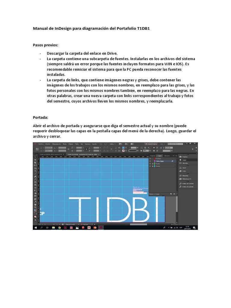 Manual de InDesign para Diagramación Del Portafolio T1DB1 | PDF ...