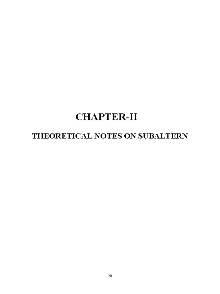Chapter-Ii: Theoretical Notes On Subaltern | PDF | Postcolonialism ...