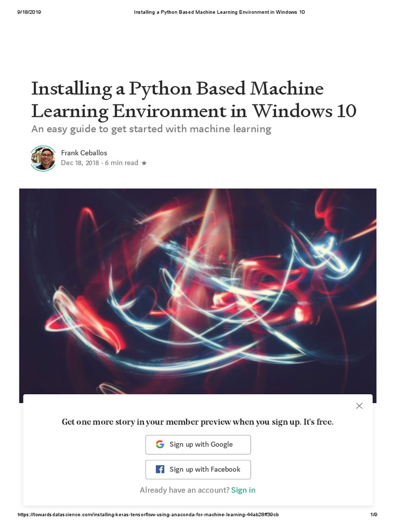Installing A Python Based Machine Learning Environment In Windows 10 Pdf Python Programming 2361