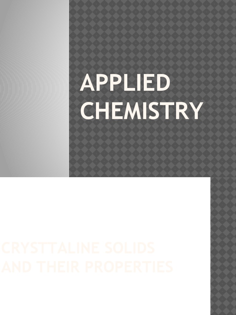 Applied Chemistry | PDF