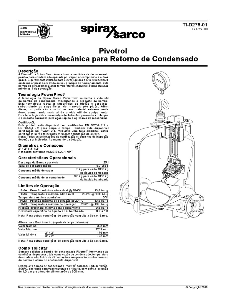Pivotrol Bomba Mecânica para Retorno de Condensado-Technical ...