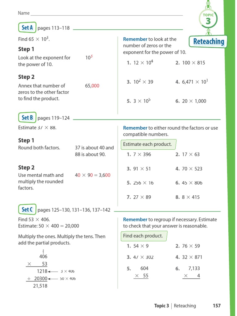 topic 3 reteaching pages | Physics & Mathematics | Mathematics