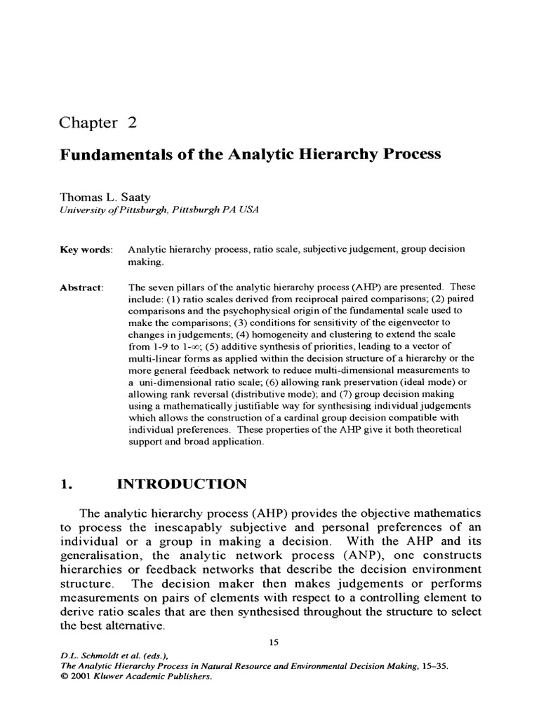 Fundamentals of The Analytic Hierarchy Process | PDF | Decision Making ...